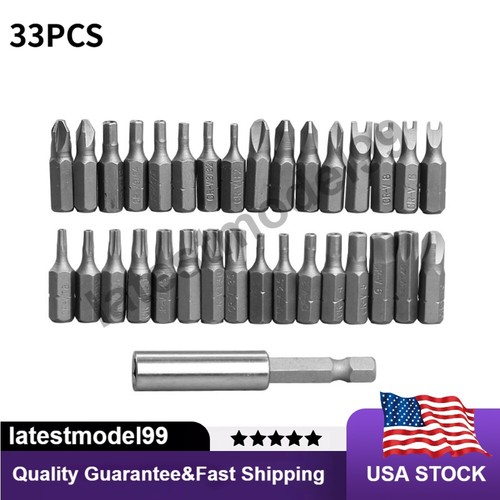 33Pcs Tamper-Proof Hex Star Tri-Wing Torq Security Screwdriver Spanner ...