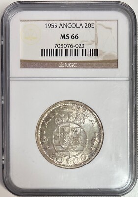 1955 Angola 20 Escudos NGC MS66 Toned Silver Coin 20E | eBay