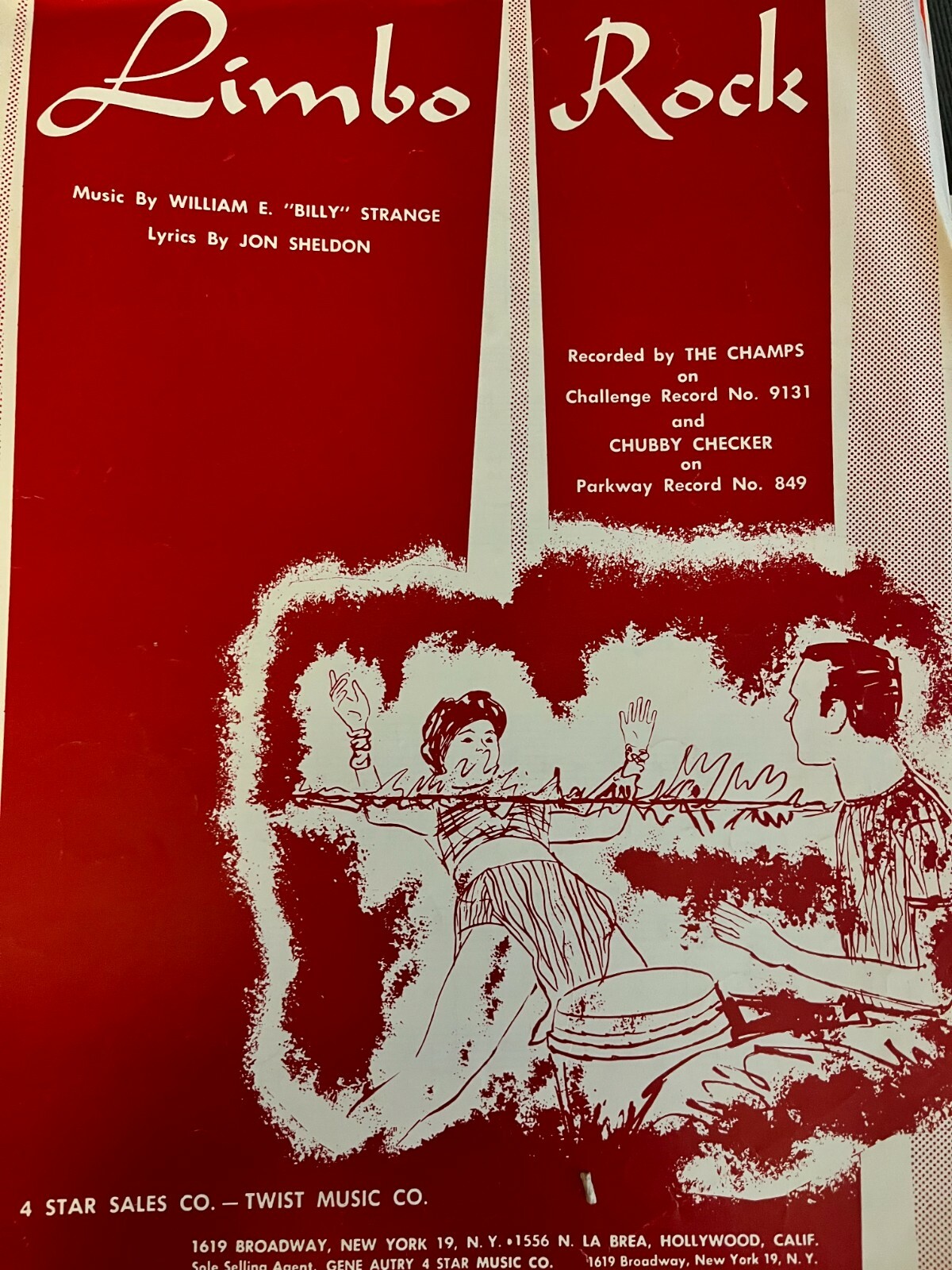 Limbo Rock Chubby Checker The Champs 1953 Billy Strange Twist sheet ...