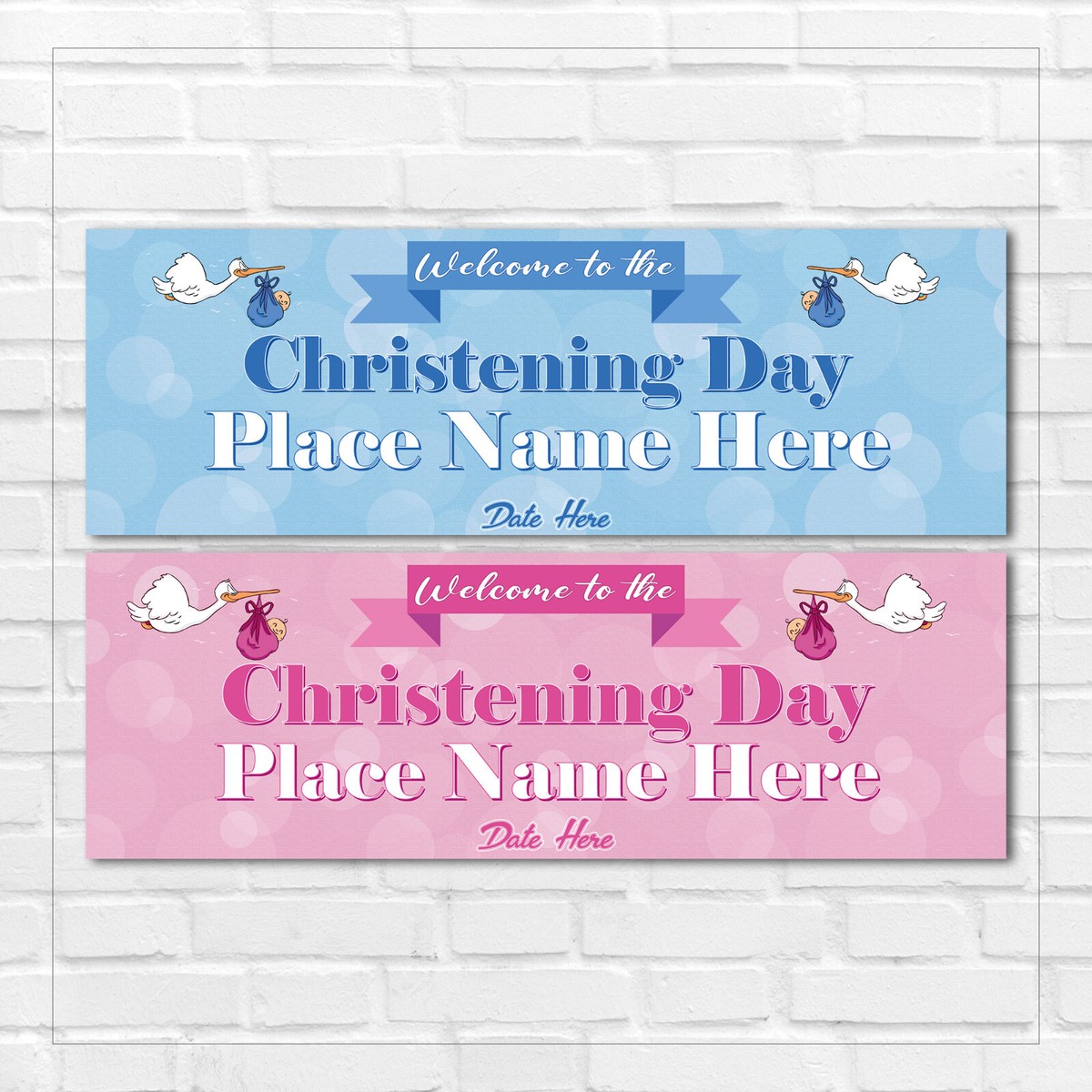Personalized Christening Banner Cross Baptism Holy Communion Pink