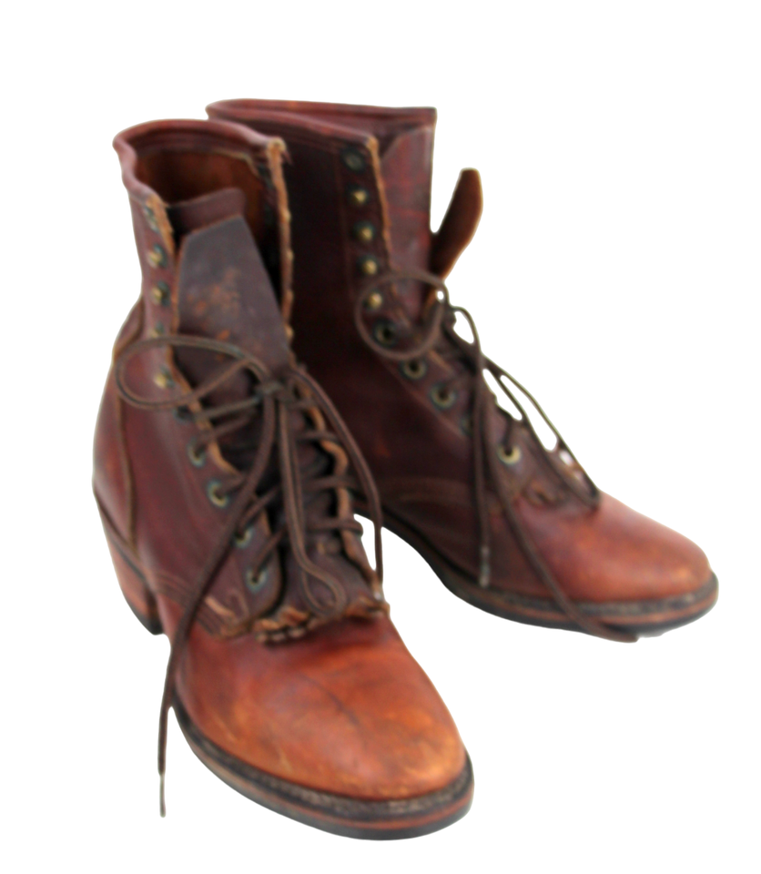 Vintage PD Tuff Brown Leather Lace Up Kittie Western Packer Boots Sz ...