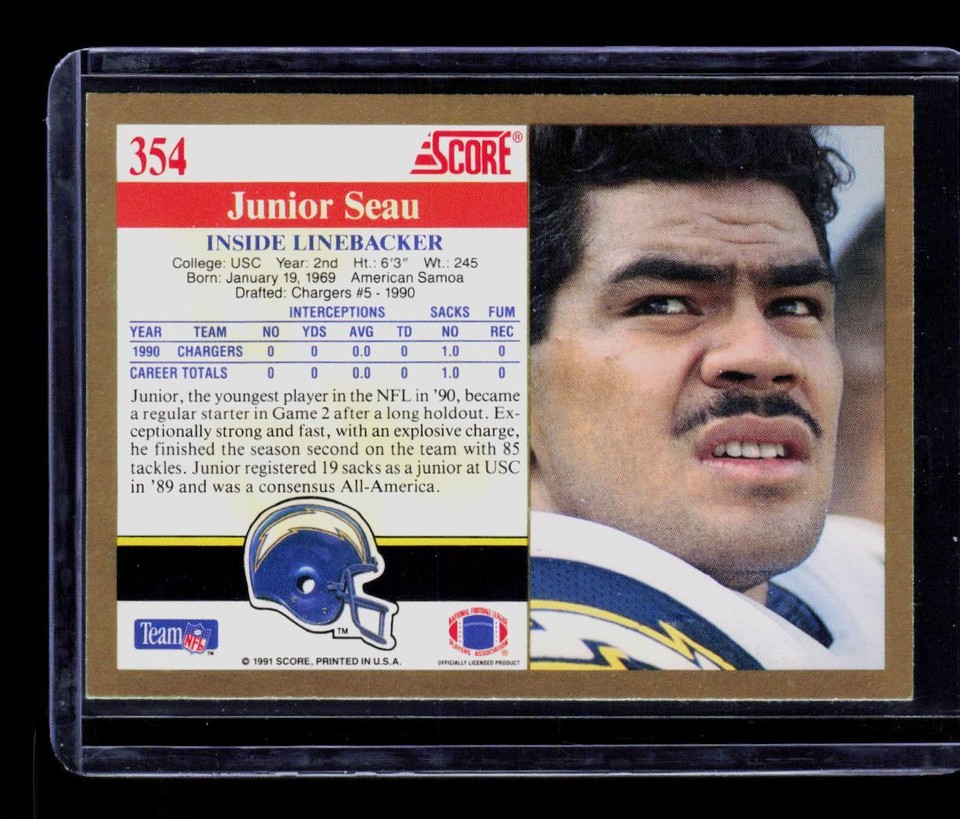 1991 Score #354 Junior Seau Autographed/Signed | eBay