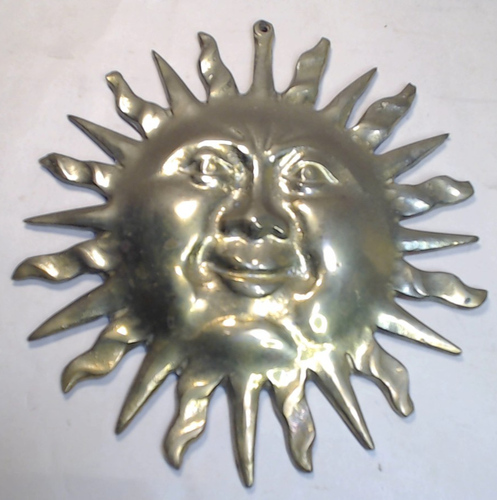 Brass Smiling Sun Face Wall Plaque Mid-Century Celestial Vintage Heavy ...