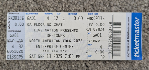 Deftones St Louis Ticket Used Stub 2025 GA Floor | eBay