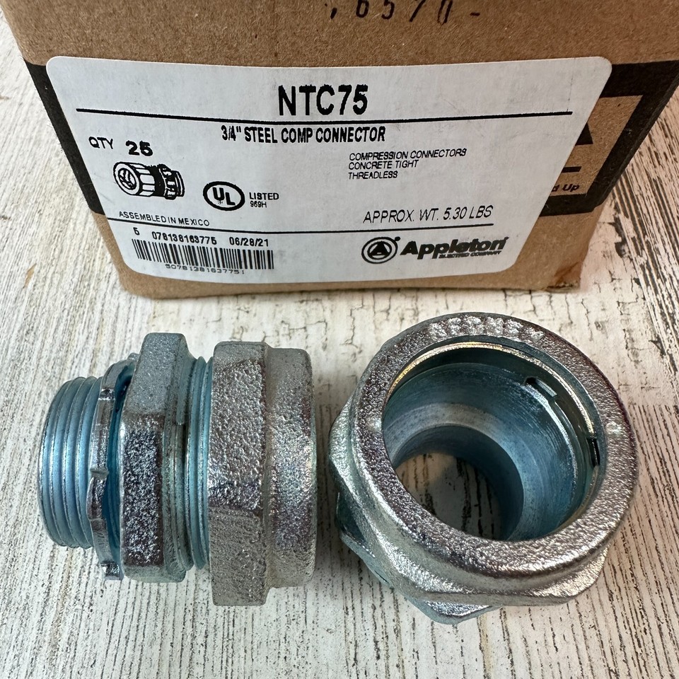 NEW BOX 25 Appleton NTC75 3/4" COMPRESSION CONNECTOR CONCRETE TIGHT ...