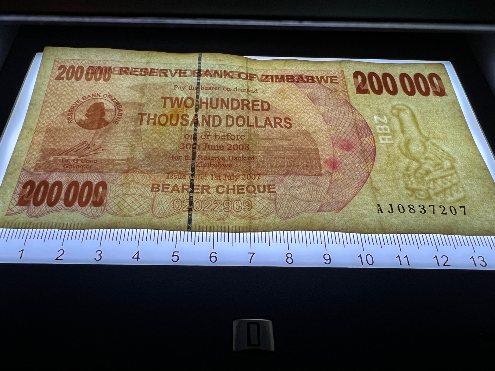 Zimbabwe 200000 Dollar Bearer Cheque Bill Banknote Money - Pre Billion ...