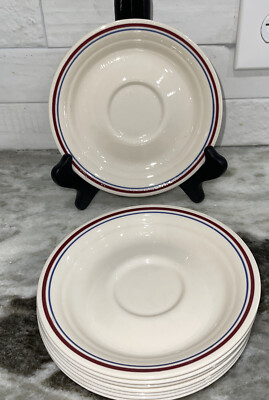 8 Corelle Country Morning Rooster Abundance Red Blue Cup Saucers 6.25 ...