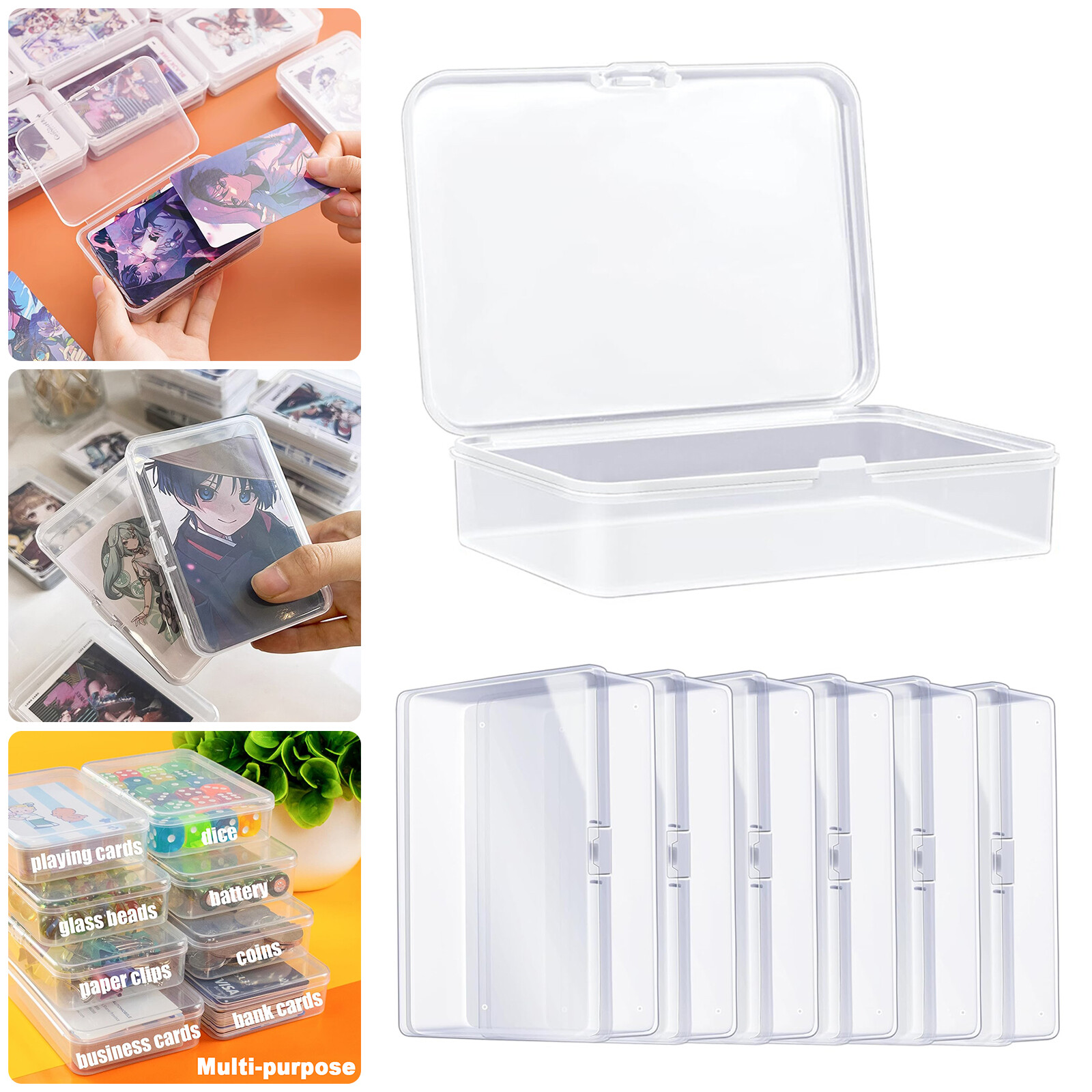 1-50 Pack Clear Plastic Trading Card Storage Box Holder Playing Game ...