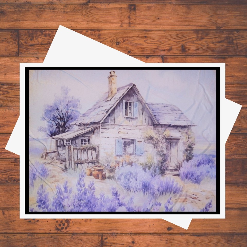 6 Vintage Country House Lavender Meadow Handmade Embossed Card Kit, w ...