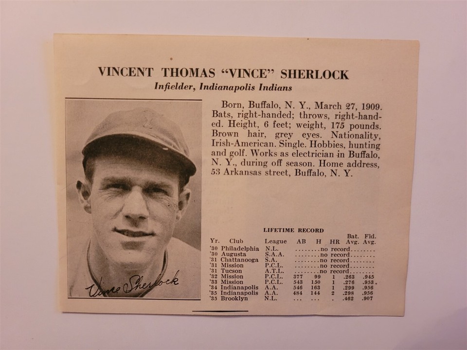 Dick Siebert Vince Sherlock Indianapolis Indians 1936 Scrapbook Card | eBay