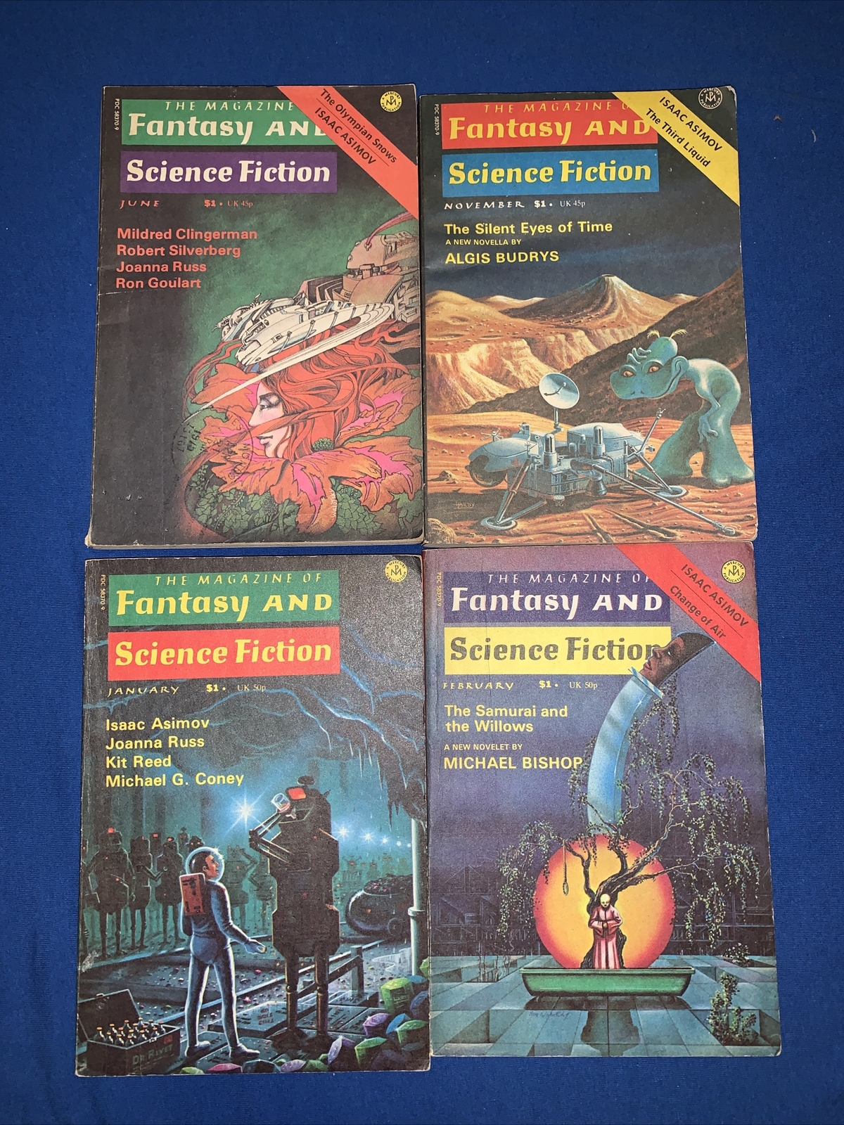4 Fantasy and Science Fiction Magazines 1970s Isaac Asimov Robert ...