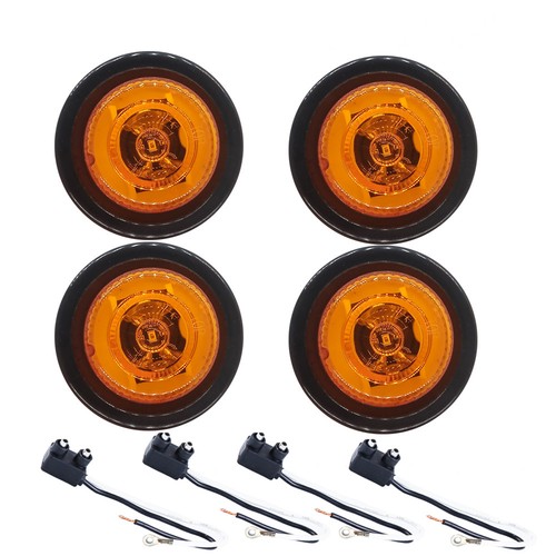 4pc Amber 2"Inch Round 9 LED Side Marker Clearance Lights Truck Trailer ...