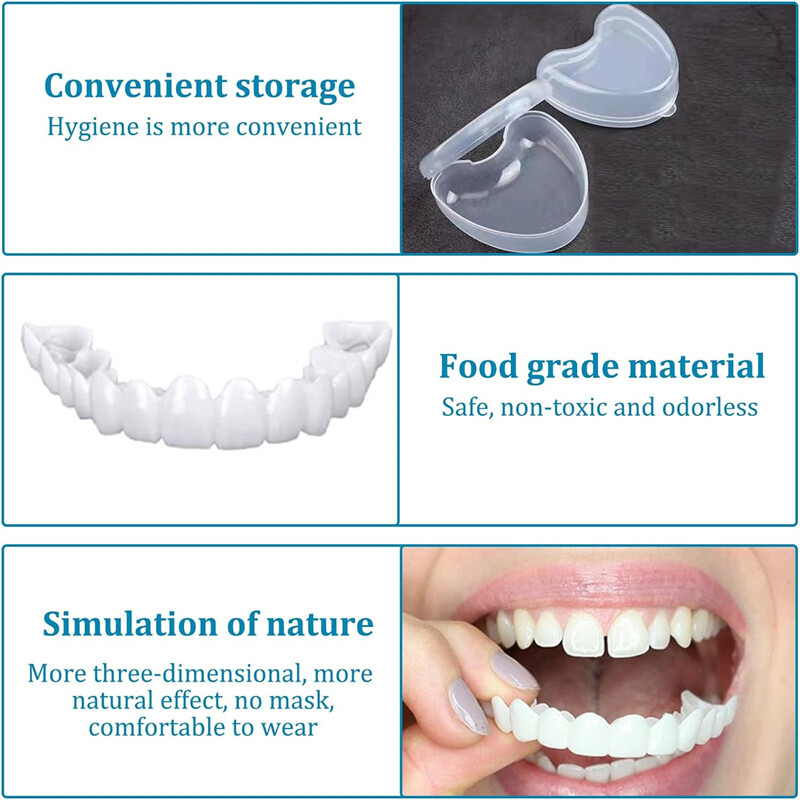 Snap on Veneers False Teeth Clip in Top and Bottom Dentures Cover ...