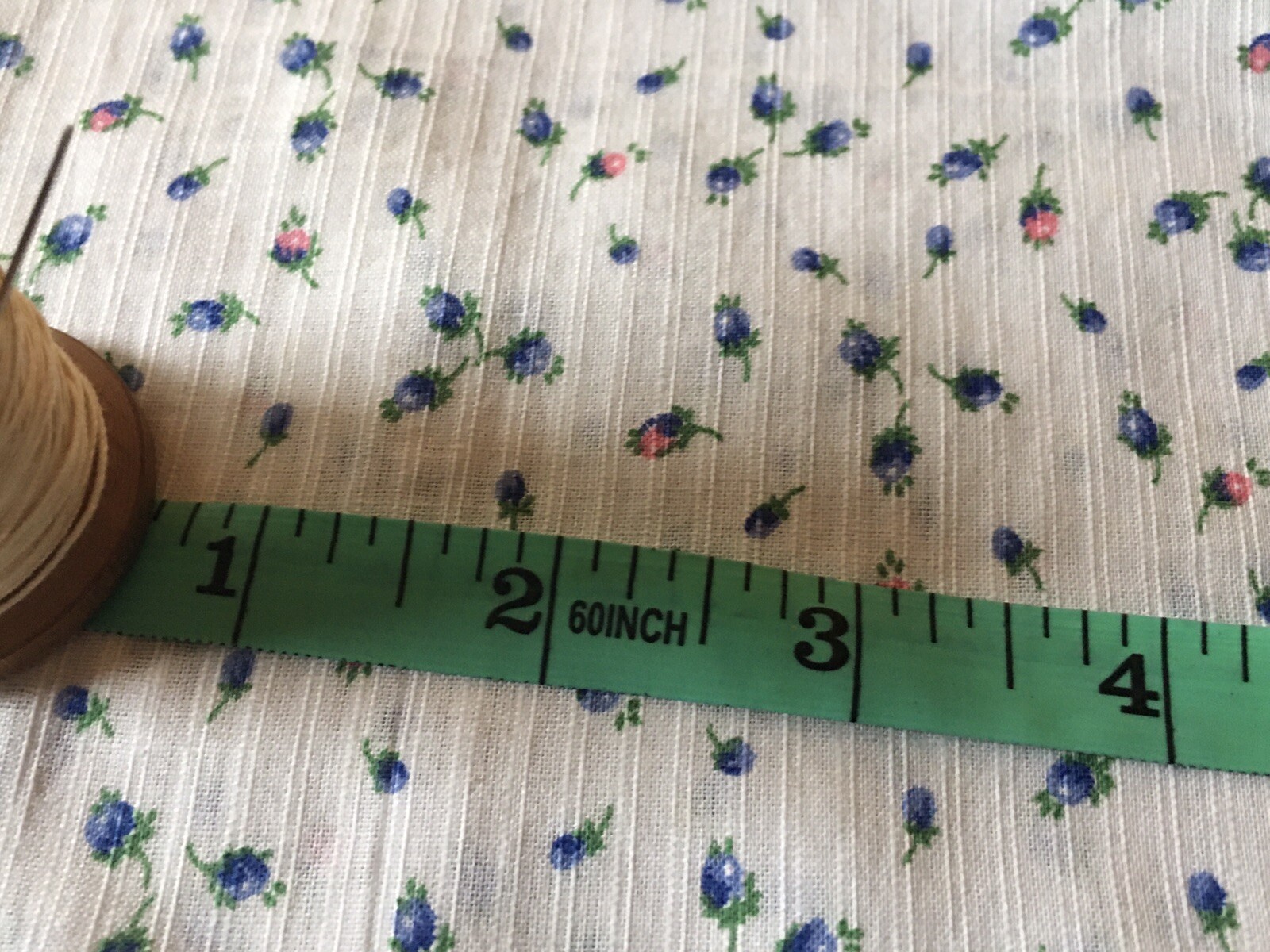 Antique Small Scale Tiny Rosebud Roses Dimity Cotton Fabric ~ Pink Blue ...