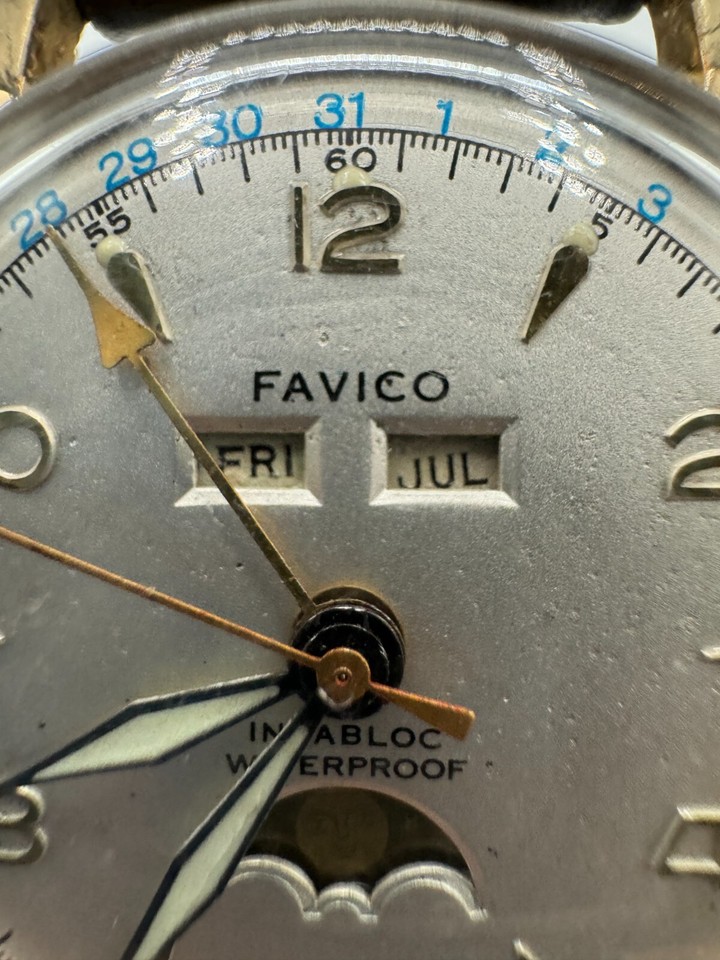 Rare Vintage 1960's FAVICO Moonphase Triple Calendar Reverse Pushers ...