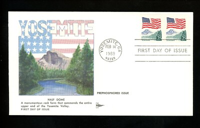 US FDC #2280a Gill Craft 1989 Yosemite CA American Flag Mottled Tagged ...