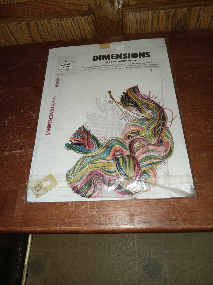 VtG 1996 DIMENSIONS Flowery Verse Stamped Cross Stitch Cyndy Callog 18 ...