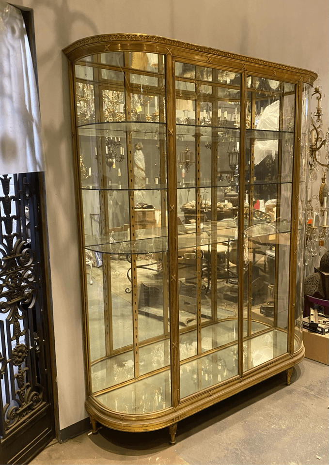 Antique Neoclassical Style Solid Brass and Glass Curio Museum Display ...