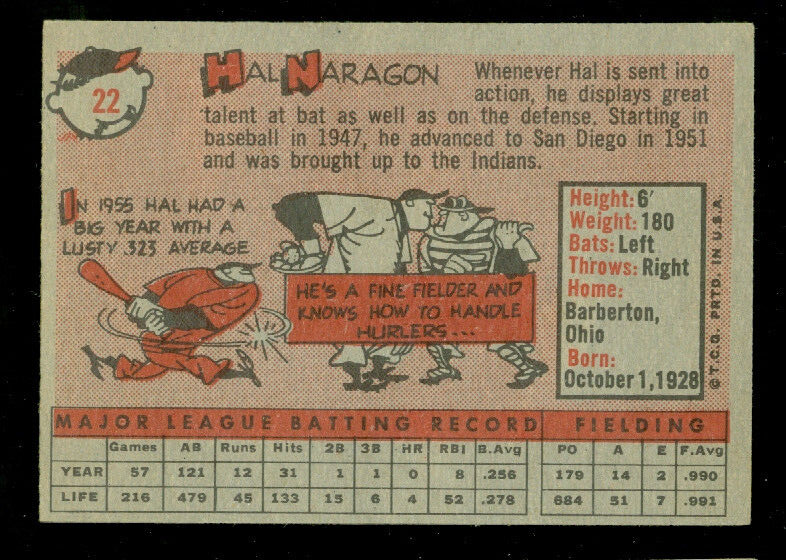 1958 TOPPS #22 HAL NARAGON NR MT SHIPPING IS 90 CENTS | eBay