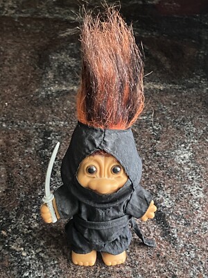 VTG Russ Troll Ninja Samurai Warrior with Sword Orange & Black Hair ...