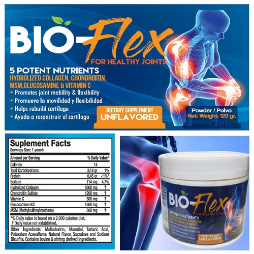 BIOFLEX Chondroitin Glucosamine unflavored MSM HYDROLYZED COLLAGEN ...