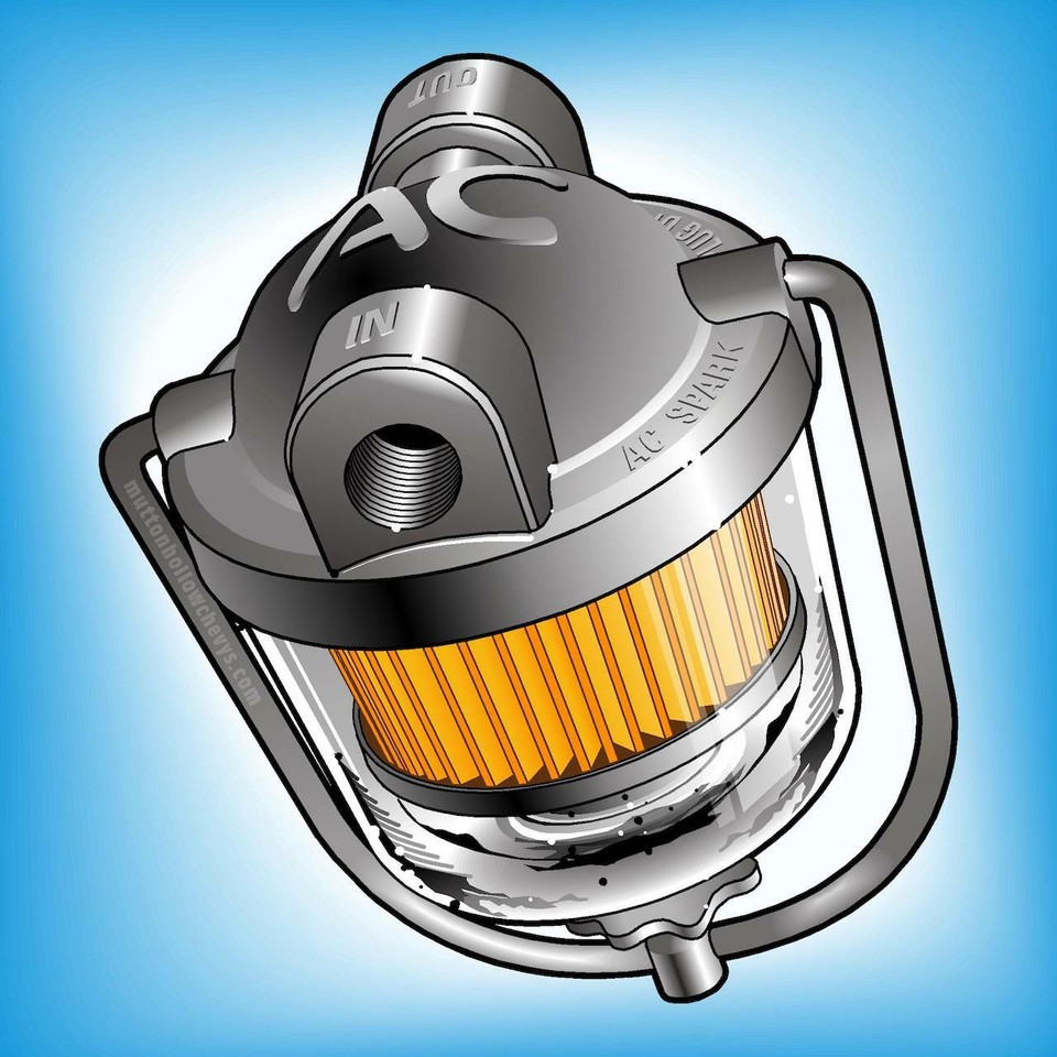 55 56 57 Chevy AC Original Style Glass Bowl Fuel Filter Assembly 1955 ...