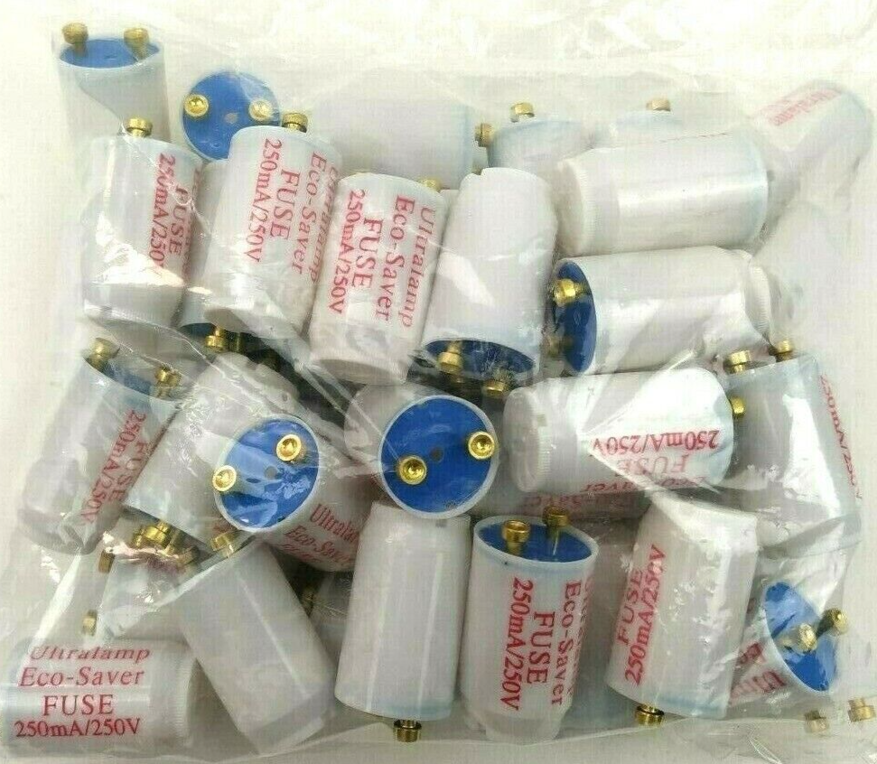 100 x New Fuses Ultralamp Eco-Saver For Fluorescent Tube - 250mA/250V ...