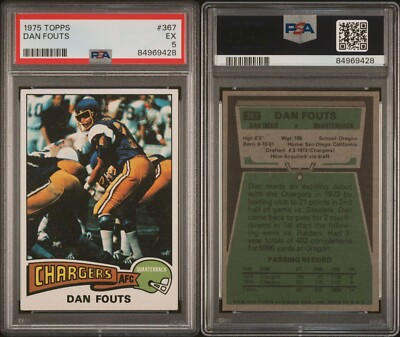 1975 TOPPS #367 DAN FOUTS, *ROOKIE CARD*, PSA 5 EXCELLENT FRESH GRADE ...