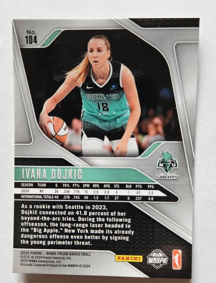 2024 Panini Prizm WNBA Ivana Dojkic #104 Ice Prizm RARE ERROR NO PRIZM ...