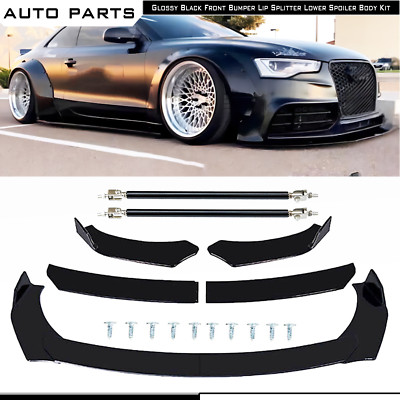 For Audi A4 B8 A5 A7 S3 S4 Front Bumper Lip Splitter Spoiler Chin Strut ...