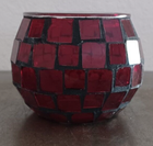 Red Mosaic Glass Candle Holder 3.55"×2.77" | eBay