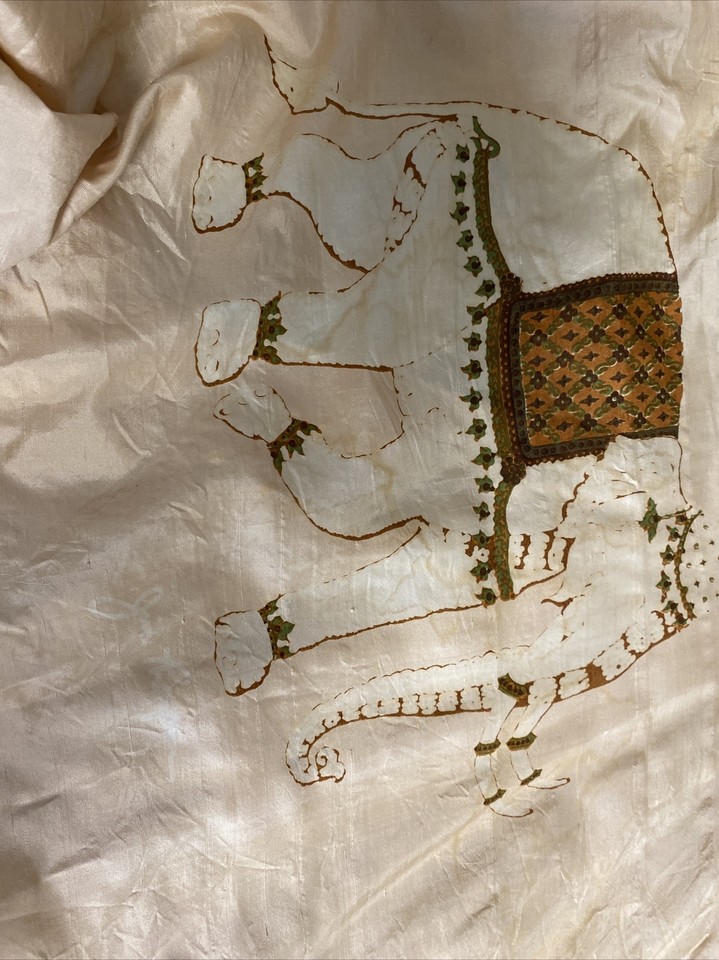 Vintage JIM THOMPSON Thai Silk Belted Kimono Robe Elephant Print Short ...