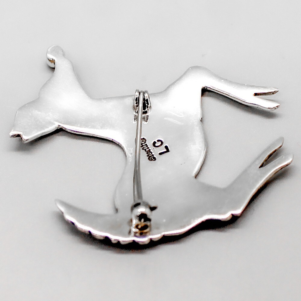 NAVAJO-STERLING SILVER & CORAL RUDOLPH THE RED NOSE REINDEER PIN by LEE ...
