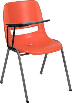 Orange Ergonomic School Chair w/Right Handed Flip-Up Tablet Arm ...