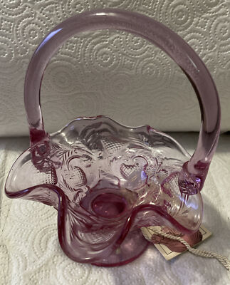 FENTON Mini Basket DUSTY ROSE INVERTED STRAWBERRY DESIGN VINTAGE | eBay