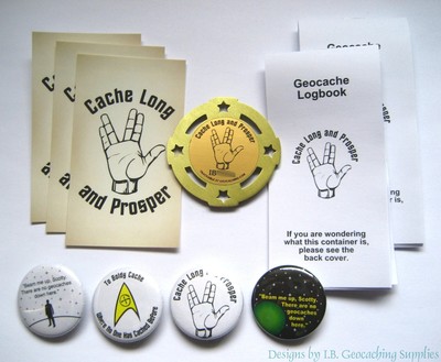 Cache Long & Prosper Geocaching Package (2" Geomedal Geocoin, Buttons ...