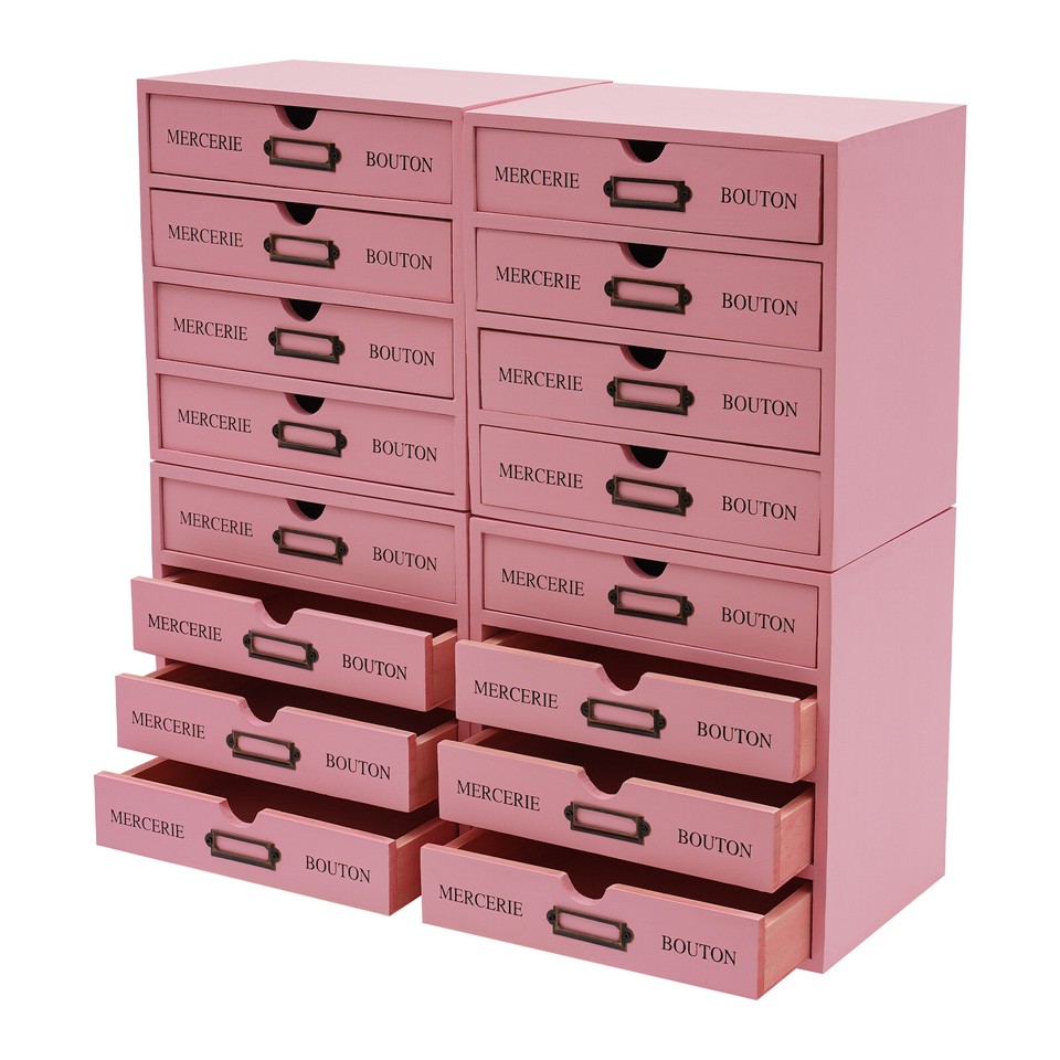 4 Pieces File Storage Box Desktop 16 Drawers Pink Wooden Storage Box | eBay