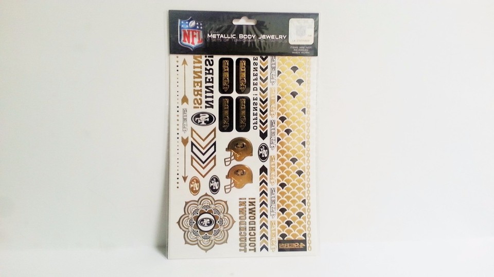 NFL Temporary Metallic Foil Tattoo Body Jewelry Set Choice of Teams | eBay