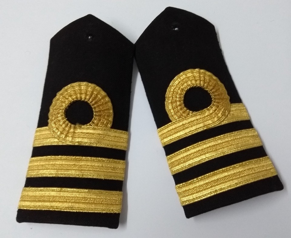 Naval Officers Commander Uniform Shoulder Boards Epaulette Black & Gold ...