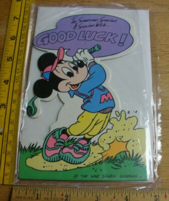 Mickey Mouse golfing Good Luck 3D standee greeting card 1980s NIP | eBay