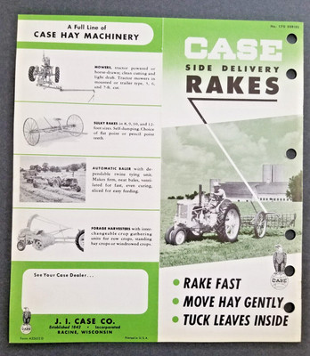 Case Model 170 Side Delivery Rake Dealer Sales Brochure - 1952 | eBay