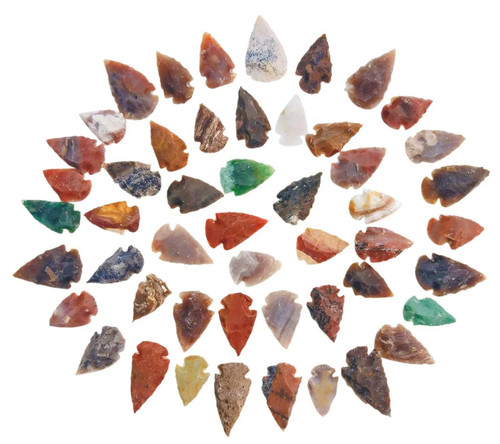 50 PC Lot Flint Arrowhead OH Collection Project Spear DIY Points ...