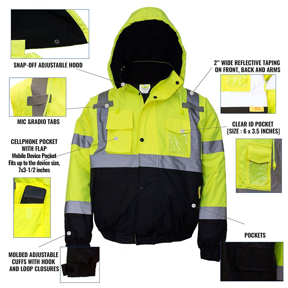 Wholesale Men's ANSI Class 3 High Visibility Bomber Safety Jacket ...