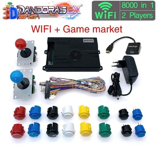 2 Players DIY 3D Wifi Pandora Saga EX Box 8000 in 1 Arcade Kit Game ...