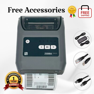 Zebra ZD620 Thermal Transfer Label Printer 300 dpi USB Ethernet BT 1 YR ...
