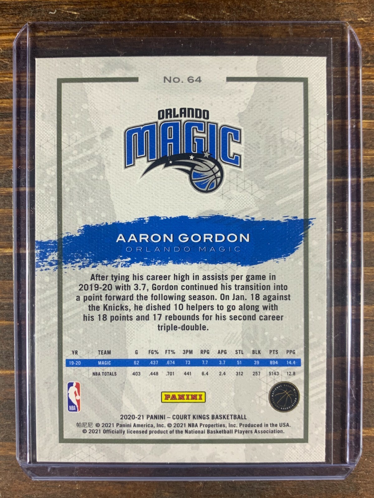 Aaron Gordon Basketball Card #64 Panini Court Kings Orlando Magic NBA ...
