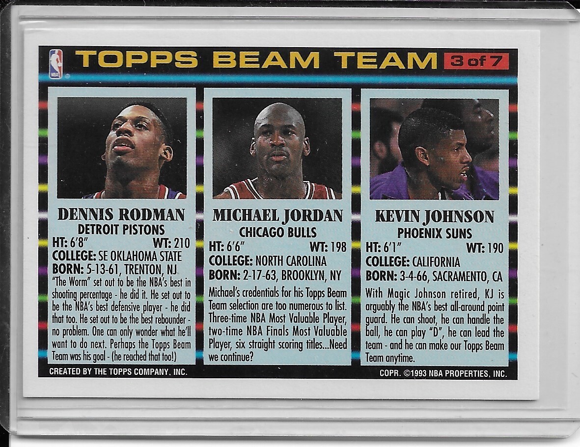 1993 Topps Beam Team #3 of 7 Insert Jordan Rodman Johnson Basketball ...
