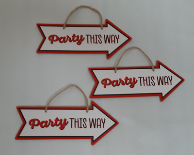 3 Wood Arrow Party This Way Signs New ZZ118 | eBay