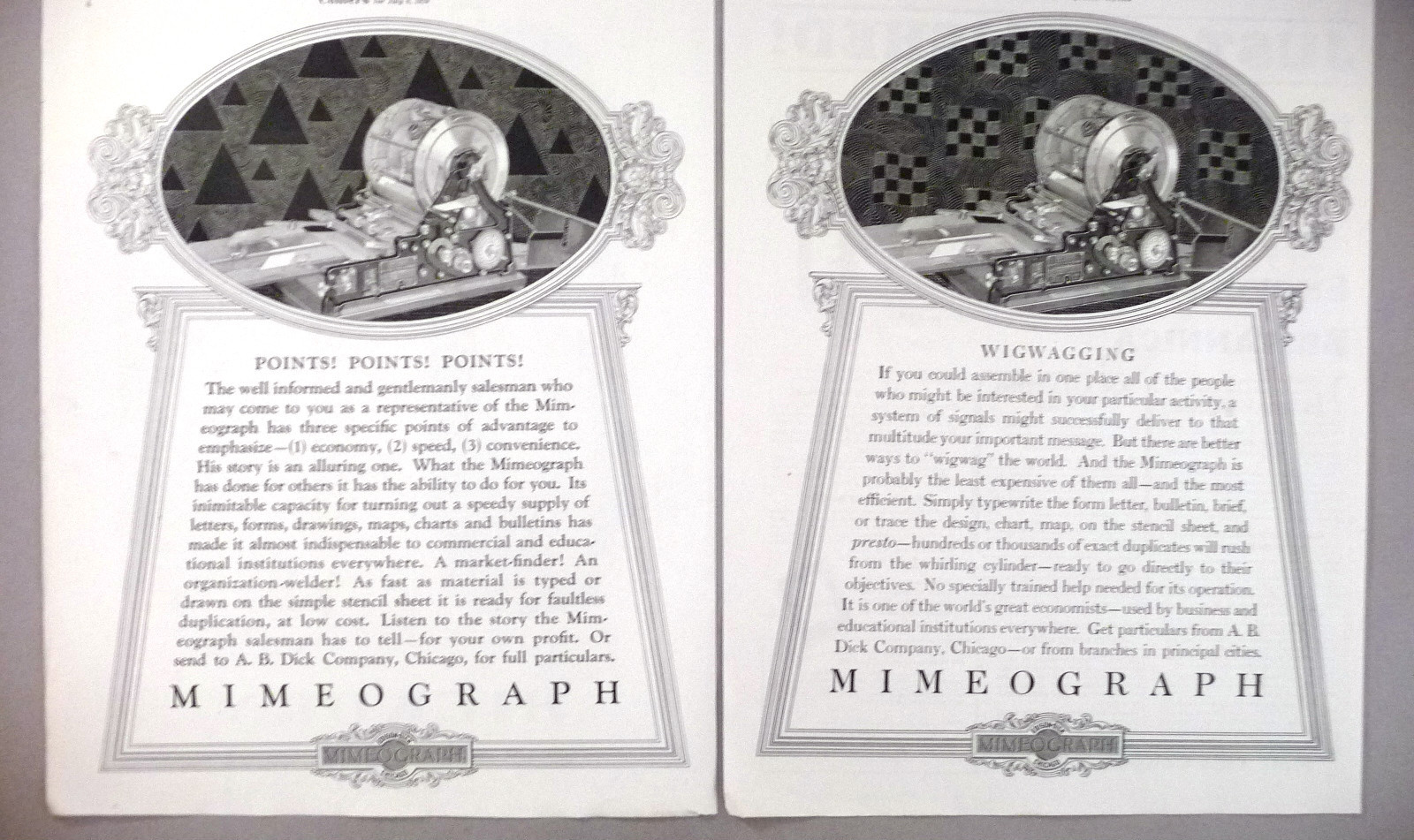 Mimeograph PRINT AD - 1929 ~~ LOT of 2 diff. ads | eBay