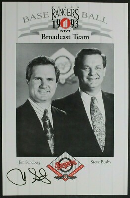 Jim Sundberg Autographed Texas Rangers Broadcast Team 1993 6x8 Schedule ...